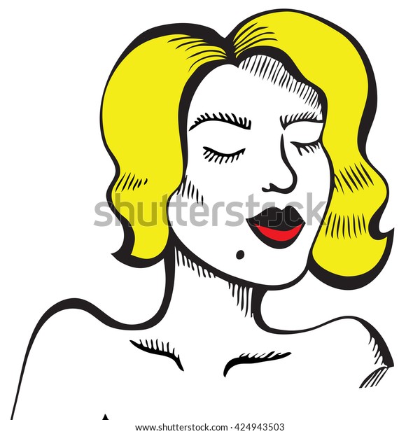 Retro Girl Mole Hand Drawing Isolated Stock Vector (Royalty Free) 424943503