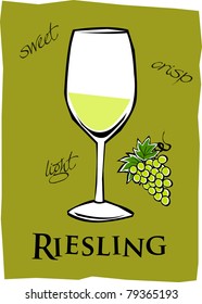Retro Glass Riesling Wine Vector Illustration Stock Vector (Royalty ...