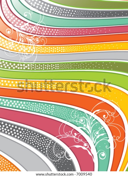 Retro Glossy Rainbow Wavy Lines Swirls Stock Vector (Royalty Free) 7009540