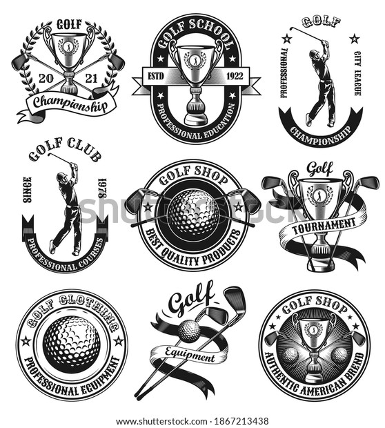 Retro Golf Emblems Stickers Vector Illustration Stock Vector (Royalty ...