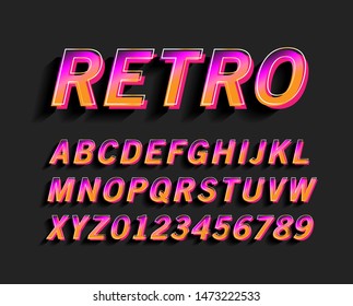 Retro Gradient Font Alphabet Collection: เวกเตอร์สต็อก (ปลอดค่า ...