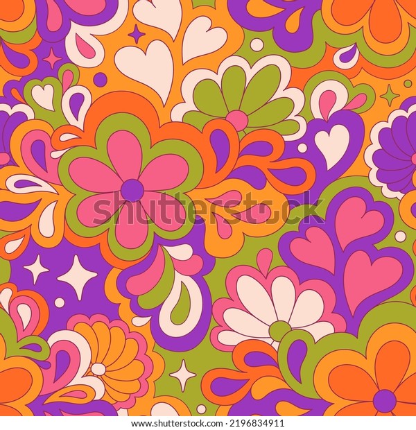Retro Groovy 60s 70s Vector Seamless Stock Vector (Royalty Free ...