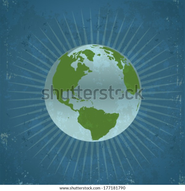 Retro Grunge Planet Earth Illustration Stock Vector (Royalty Free ...