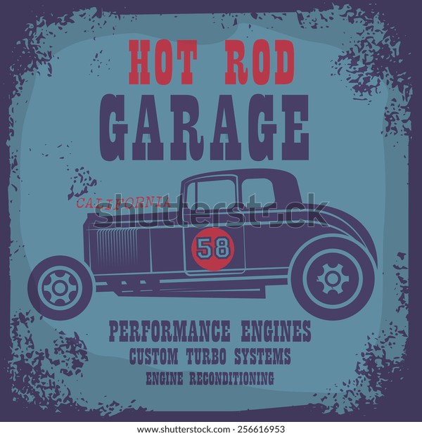 Retro Hot Rod Poster Vector Illustration Stock Vector (Royalty Free ...