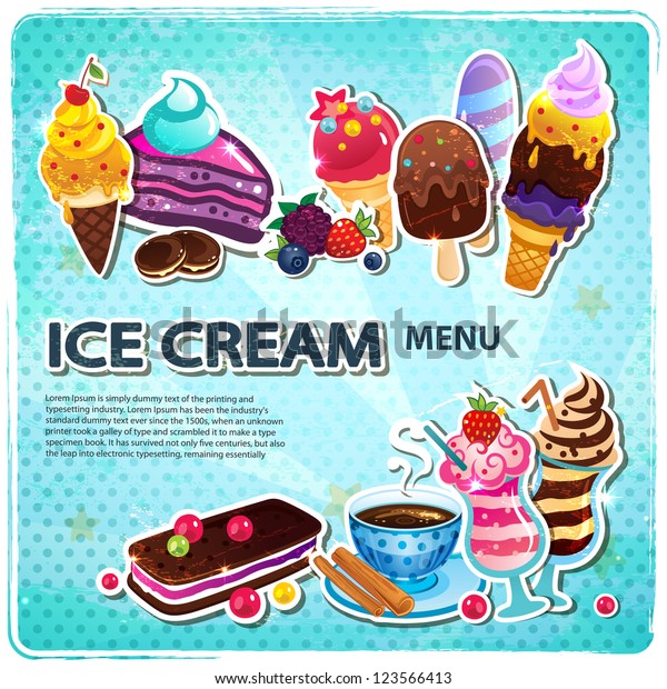 Retro Ice Cream Menu Stock Vector (Royalty Free) 123566413 | Shutterstock