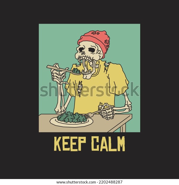 Retro Illustration Skeleton Eating Stock Vector (Royalty Free ...