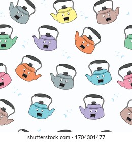 Retro Kettles Seamless Pattern Teapot Design Stock Vector (Royalty Free ...