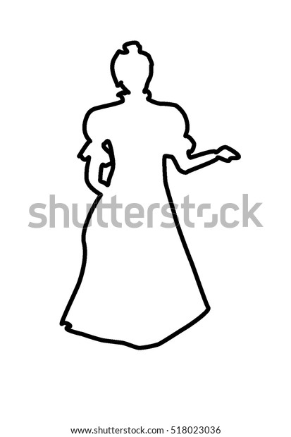 Retro Lady Black Outline Vector Illustration Stock Vector (Royalty Free ...