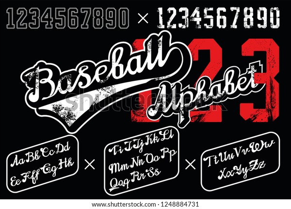 Retro Lettering Font Digits Continuous Baseball Stock Vector (Royalty ...