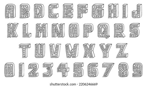 Retro Light Alphabet Vector Letters Stock Vector (Royalty Free ...