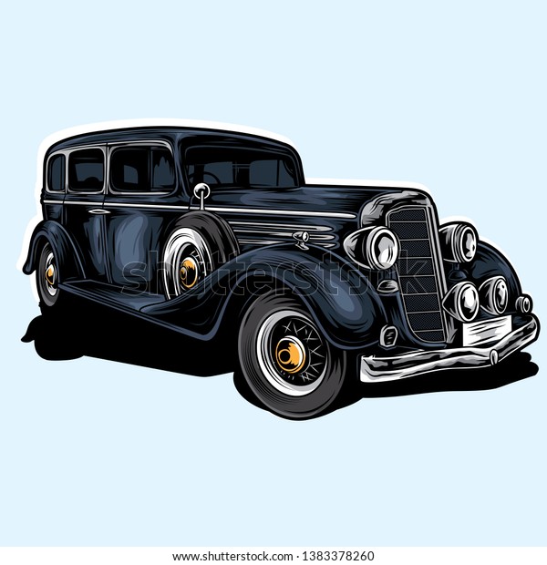 Retro Mafia Car Vector Illustration Stock Vector (Royalty Free) 1383378260
