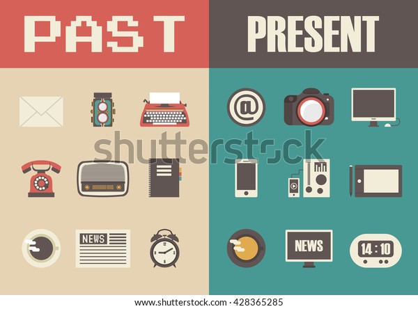 Retro Modern Technology Past Present Stock Vector (Royalty Free ...
