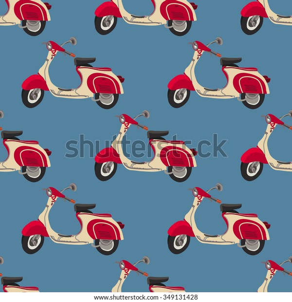Retro Motor Scooter Seamless Pattern Scooter Stock Vector (Royalty Free ...