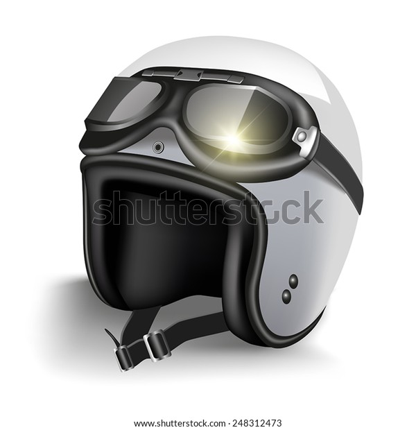 Retro Motorcycle Helmet Goggles Isolated On Stock Vector (Royalty Free ...