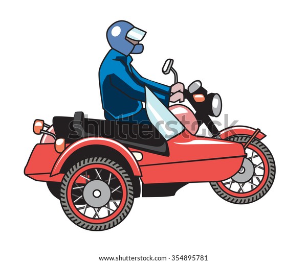Retro Motorcycle Sidecar One Passenger Stock Vector (Royalty Free ...
