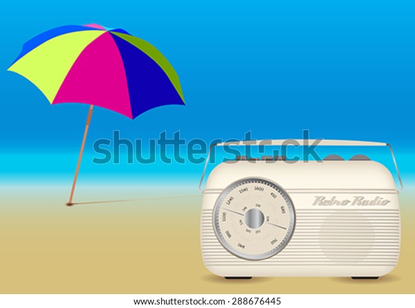 Retro Music Summer Background Beach Umbrella Stock Vector (Royalty Free ...
