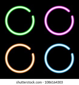 Retro Neon Circle Set Isolated On Stock Vector (Royalty Free ...