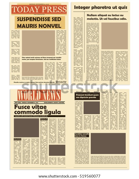 Retro Newspaper Set Vector Illustration Vintage Stock Vector (Royalty ...