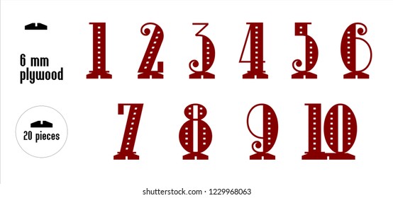 Retro Numbers Laser Cutting Stock Vector (Royalty Free) 1229968063 ...