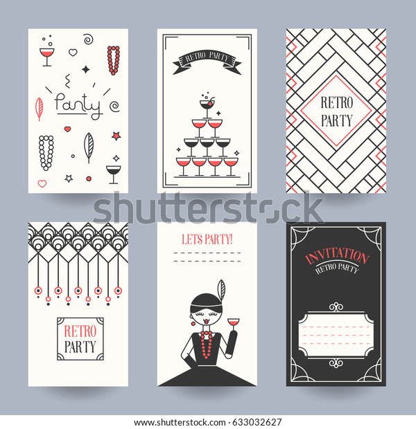 Retro Party Invitation Card Style 1920s Stock Vector (Royalty Free ...