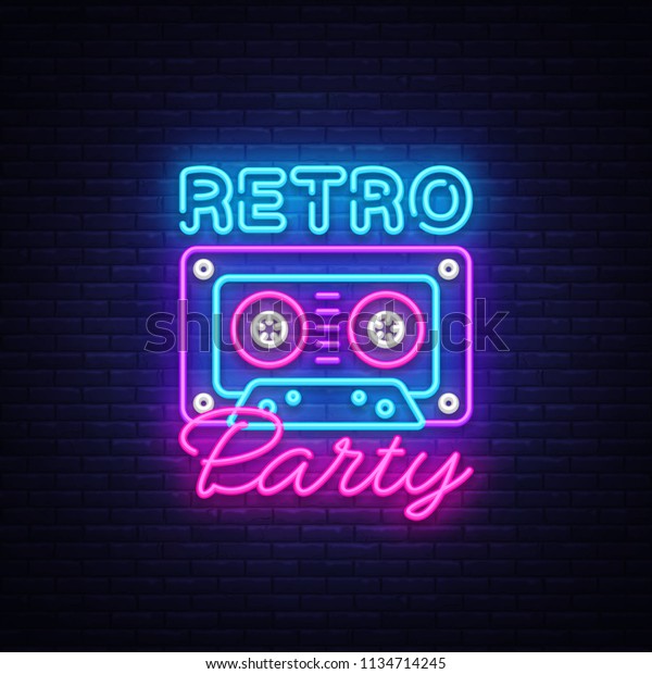 Retro Party Neon Poster Card Invitation Stock Vector (Royalty Free ...
