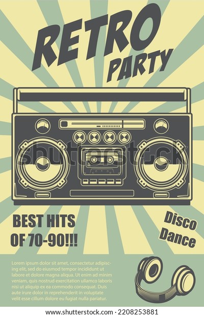 Retro Party Poster Template Retro Style Stock Vector (Royalty Free ...