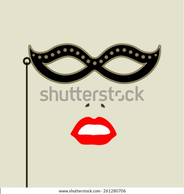 Retro Party Set Mask Lips Vector Stock Vector (Royalty Free) 261280706