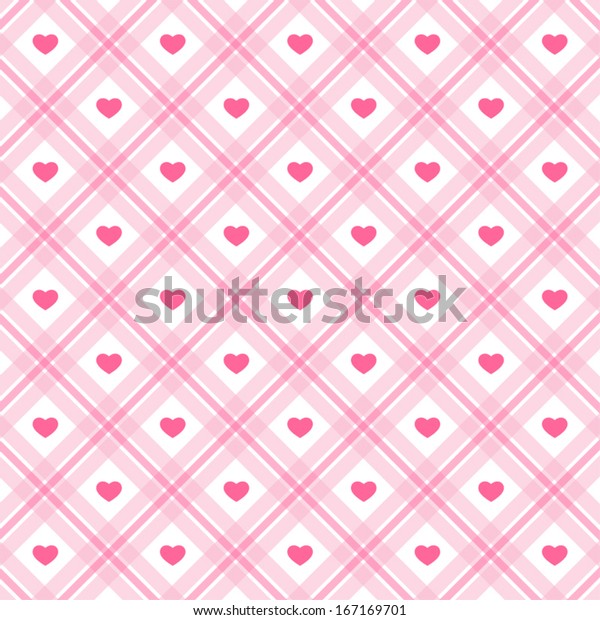 Retro Pattern Hearts On Plaid Background Stock Vector (Royalty Free ...