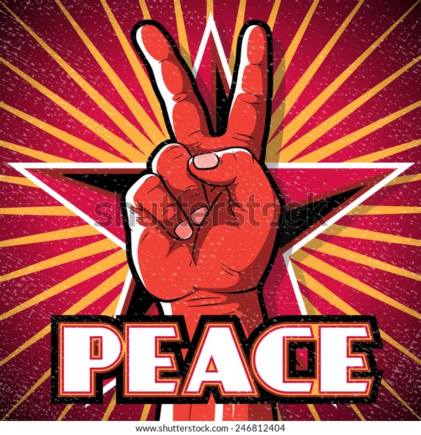 Retro Peace Hand Poster Great Illustration Stock Vector (Royalty Free ...