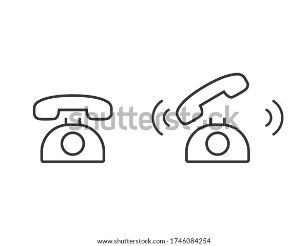 Retro Phone Icon Outline Ringing Phone Stock Vector (Royalty Free ...