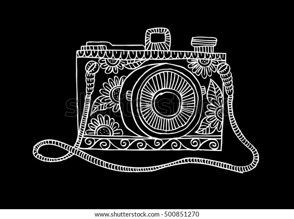 Retro Photo Camera Zentangle Stylized Stock Vector (Royalty Free ...