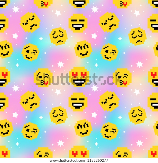 Retro Pixel Look Art Seamless Pattern Stock Vector (Royalty Free ...