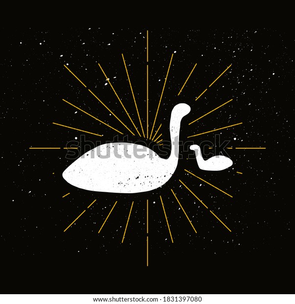 Retro Plesiosaur Silhouette Ancient Creatures Dinosaur Stock Vector ...