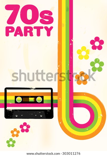 Retro Poster 70s Party Flyer Audio Stock Vector (Royalty Free) 303011276