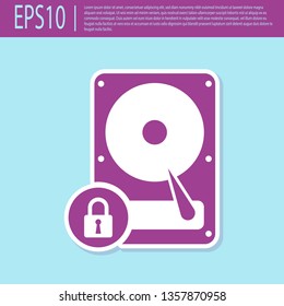 White Hard Disk Drive Lock Icon Stock Illustration 1584250285