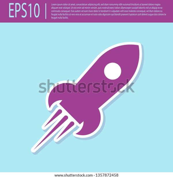 Retro Purple Rocket Ship Fire Icon Stock Vector (Royalty Free ...