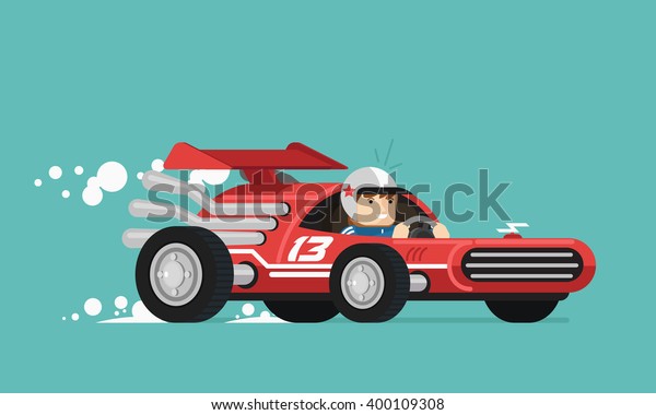 Retro Race Driver Vector Illustration Flat Stock Vector (Royalty Free ...