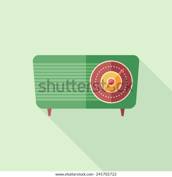 Retro Radio Flat Square Icon Long Stock Vector (Royalty Free) 245702722