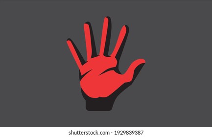 Retro Red Hand Sign Five Icon Stock Vector (Royalty Free) 1929839387 ...