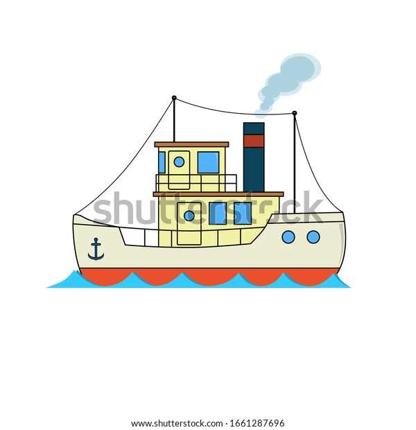 Retro River Boat Cartoon Style On Stock Vector (Royalty Free ...