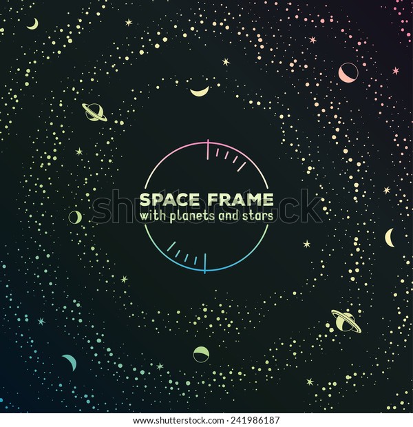 Retro Scifi Frame Space Stars Planets Stock Vector (Royalty Free ...