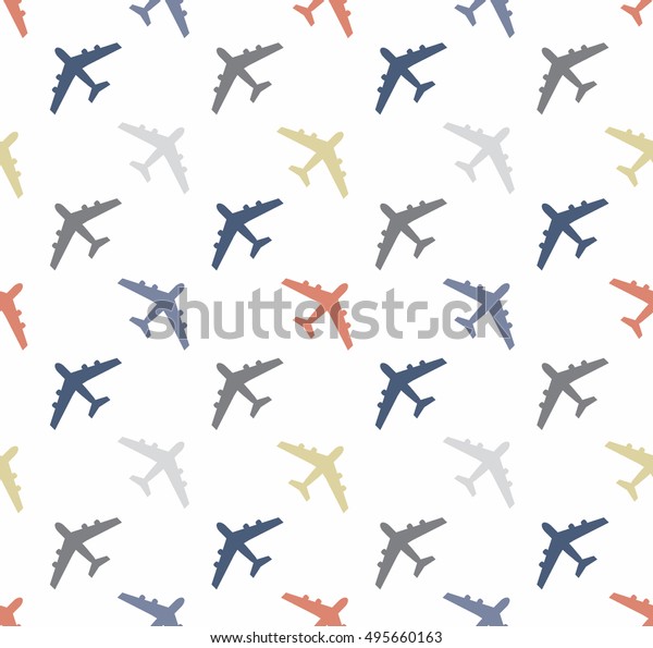 Retro Seamless Pattern Airplanes Stock Vector (Royalty Free) 495660163 ...