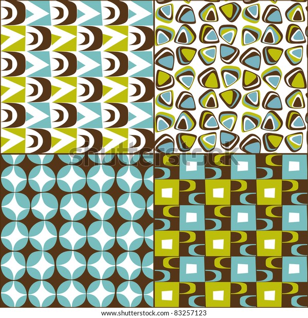 Retro Seamless Pattern Vintage Set 50s Stock Vector (Royalty Free ...