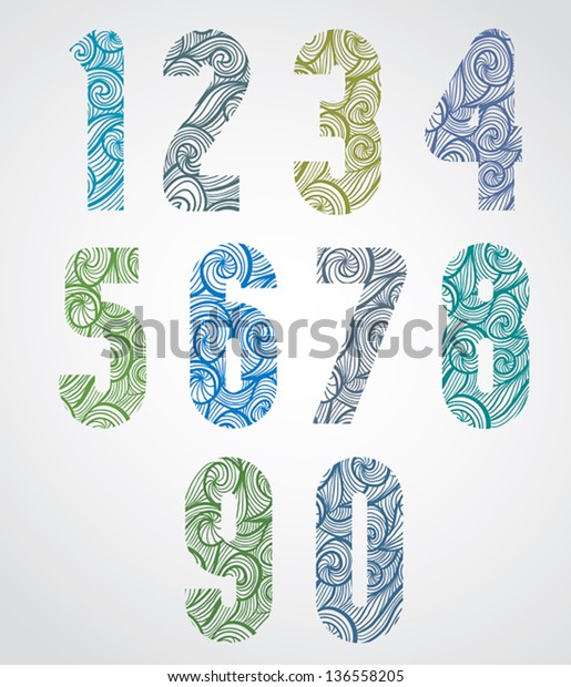 Retro Shaped Color Numbers Old Style Stock Vector (Royalty Free ...