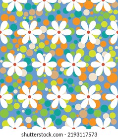 Retro Simple Daisy Flowers On Colorful Stock Vector (Royalty Free ...