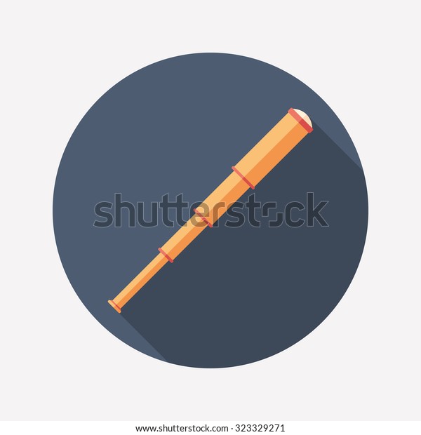 Retro Spyglass Flat Round Icon Long Stock Vector (Royalty Free) 323329271