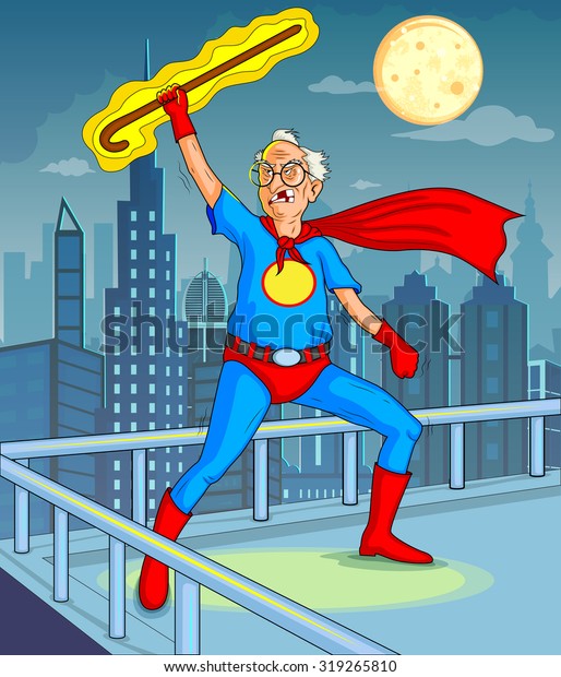 Retro Style Comics Superhero Old Man Stock Vector (Royalty Free ...