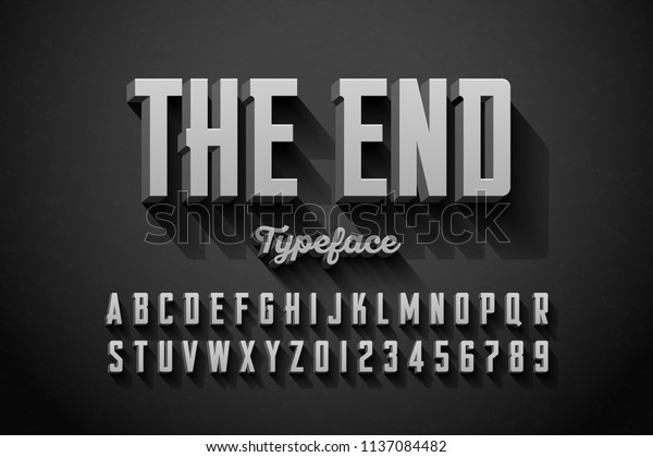 Retro Style Condensed 3d Font End Stock Vector (Royalty Free) 1137084482