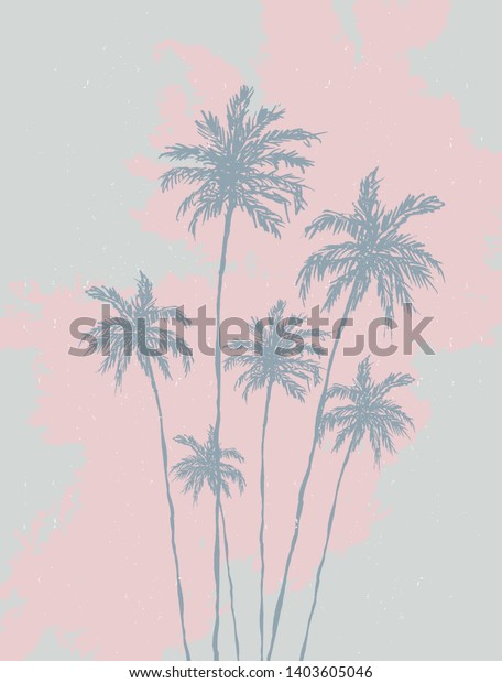 Retro Style Palm Trees Vector Illustration Stock Vector (Royalty Free ...