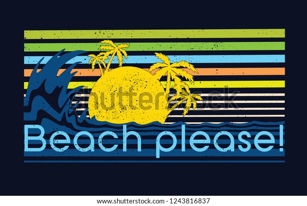 Retro Styled Beach Themed Graphic Design: vector de stock (libre de ...